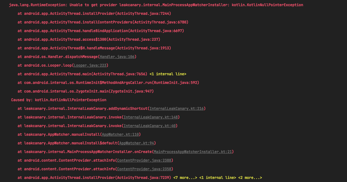 Unable to get provider leakcanary.internal ...
