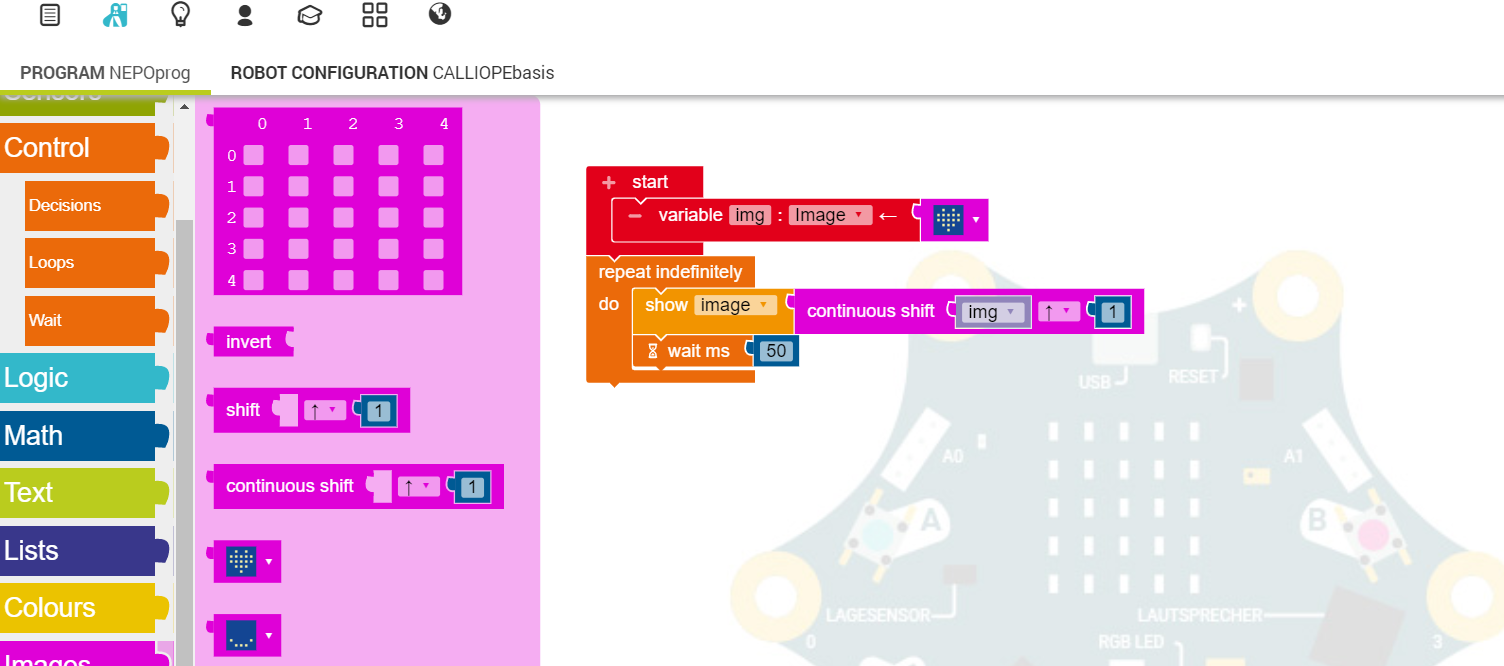 Addition of Continuous Images · Issue #680 · OpenRoberta/openroberta-lab · GitHub