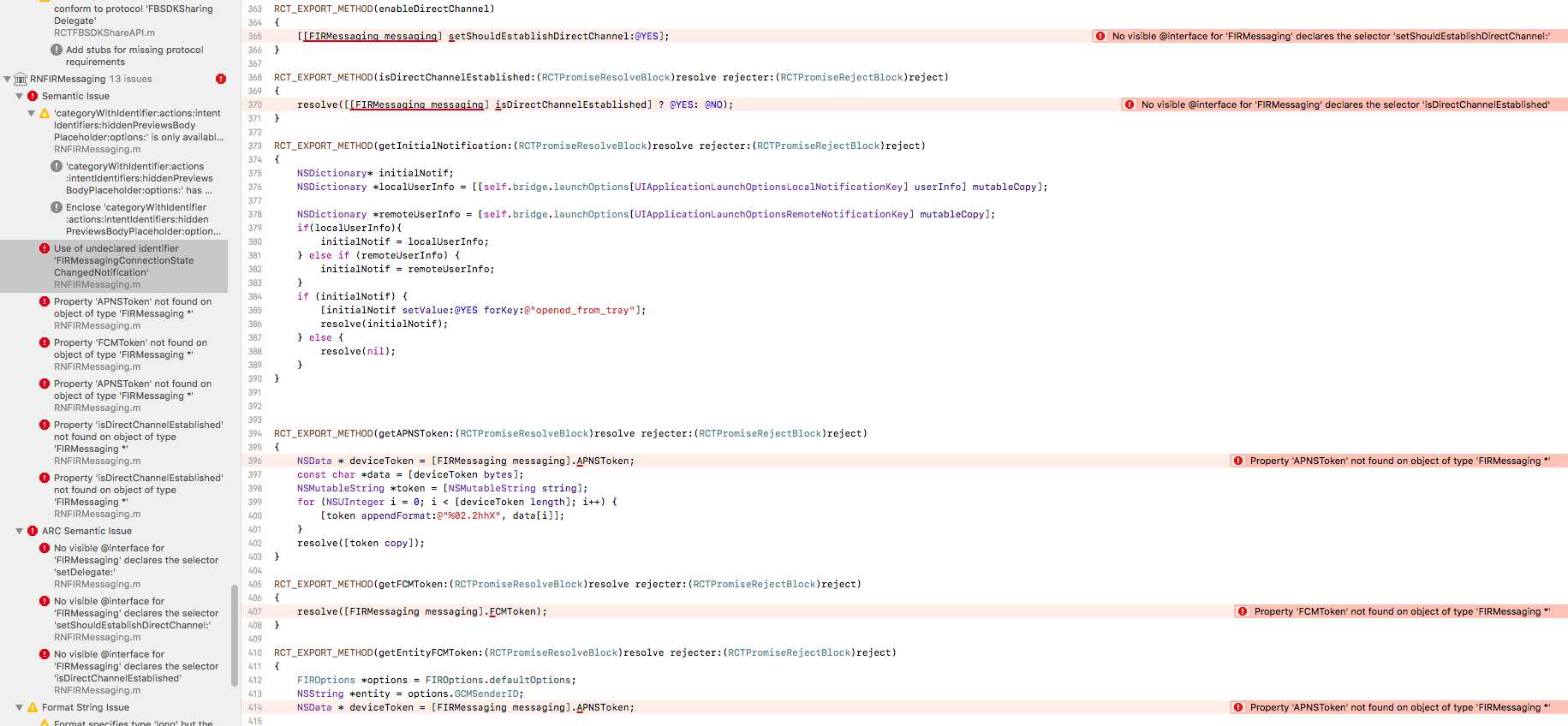 RNFIRMessaging: Semantic Issue, ARC Semantic Issue · Issue #938 · evollu/react-native-fcm · GitHub