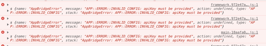 AppBridgeError APP::ERROR::INVALID_CONFIG: apikey must be provided ...