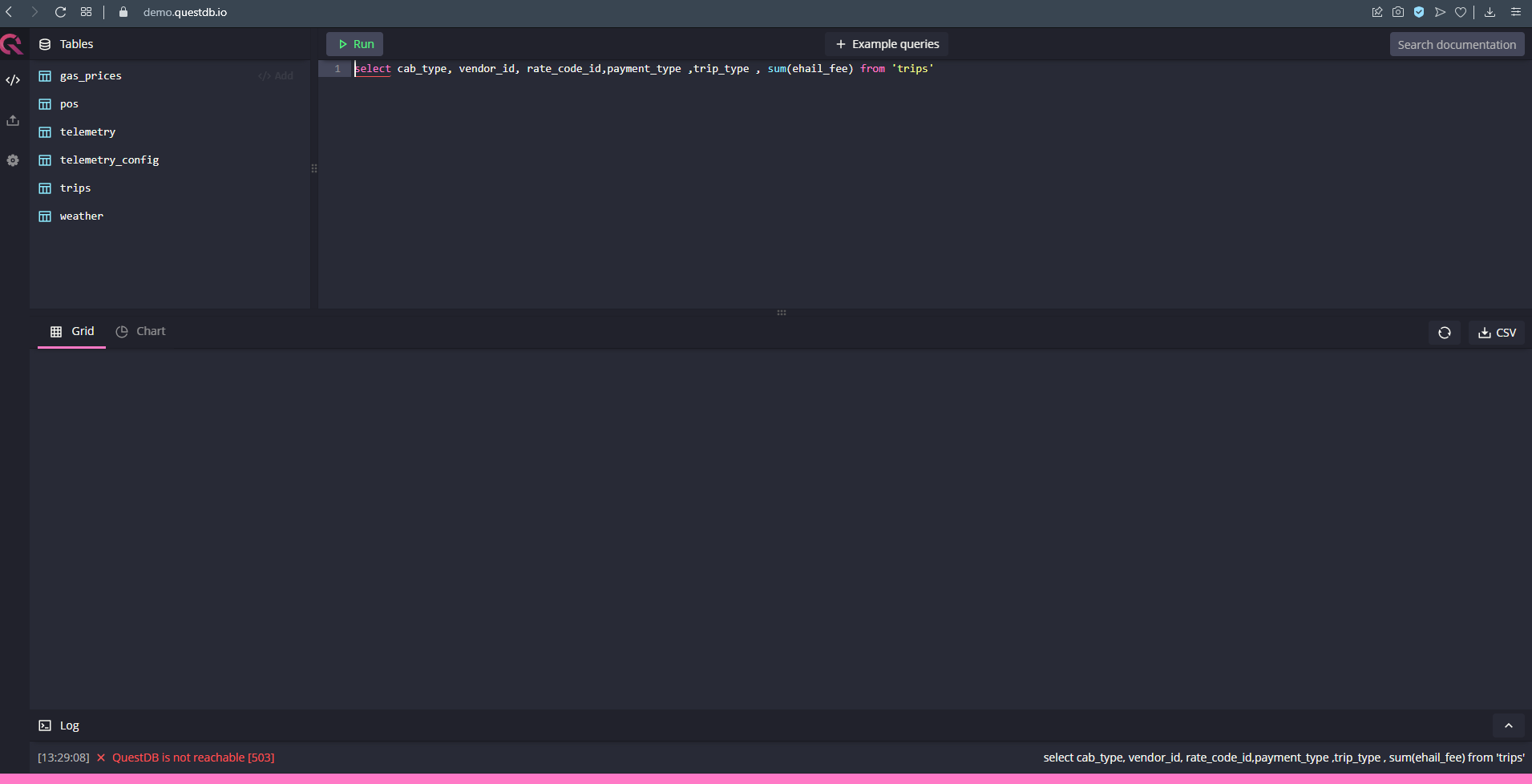 Live Web console shows QuestDB is not reachable [503] · Issue #1718 · questdb/questdb · GitHub