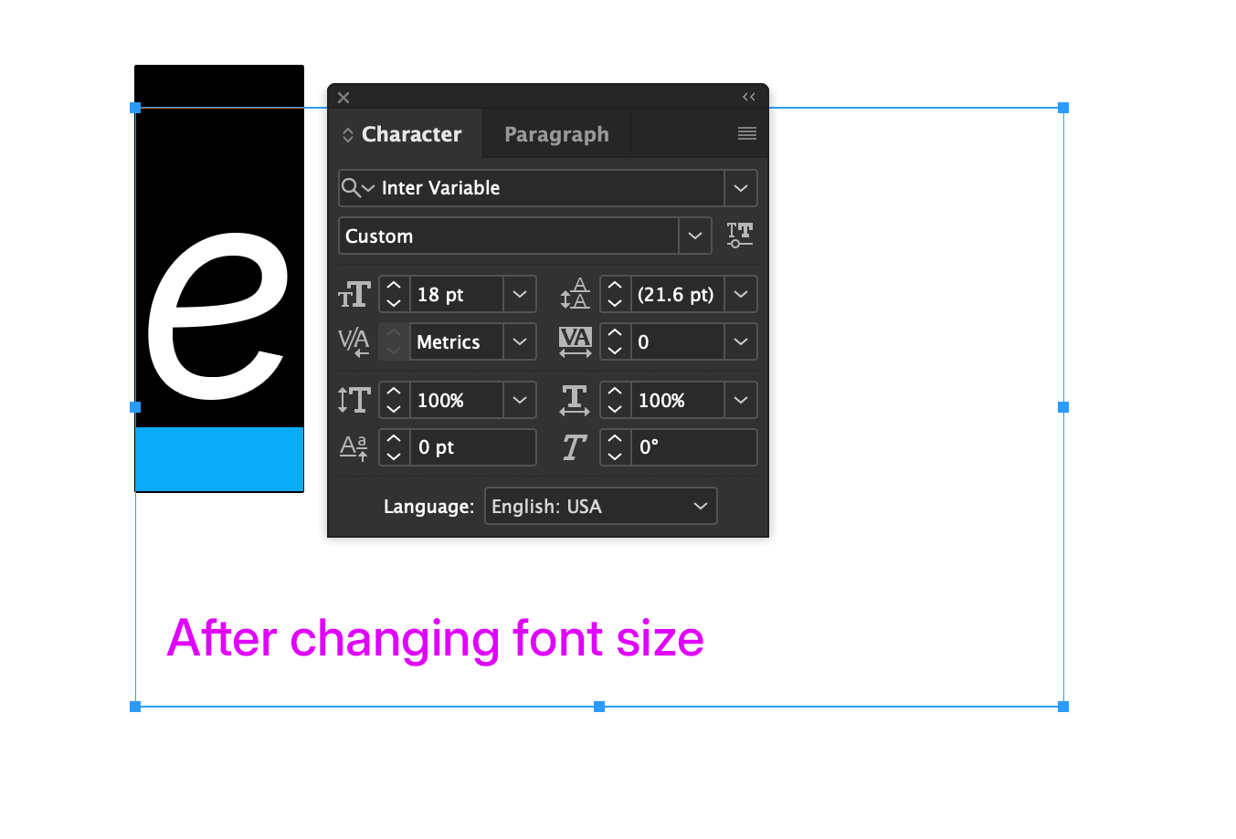 Changing font size to > 14pt and
