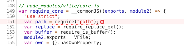 "require is not defined" error when bundling vfile for browser · Issue #414 · evanw/esbuild · GitHub