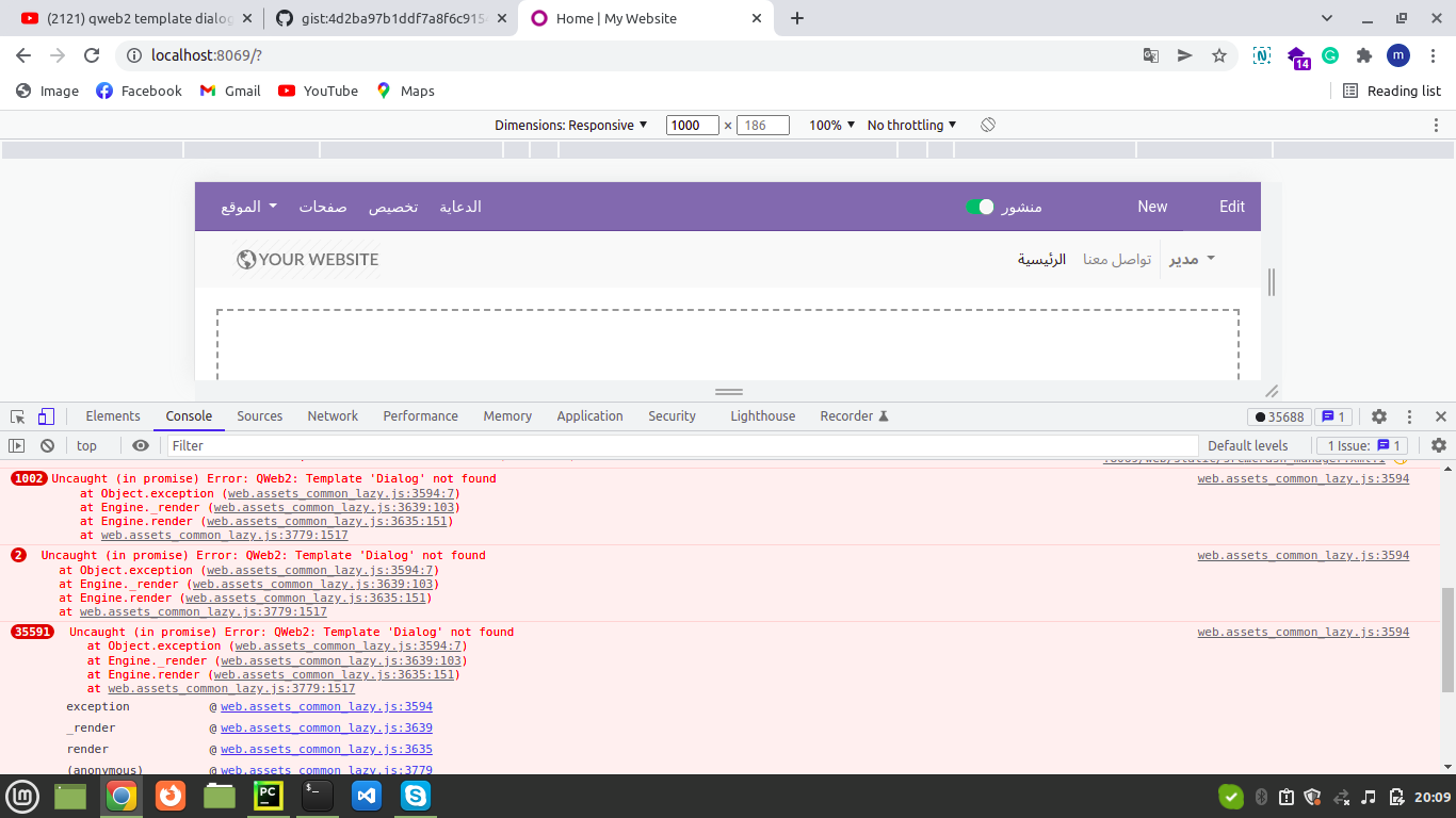 Uncaught (in promise) Error: QWeb2: Template 'Dialog' not found · Issue #86713 · odoo/odoo · GitHub