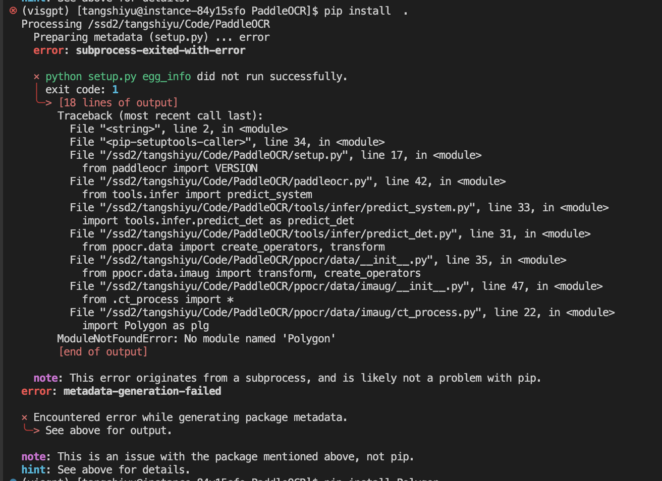 通过源码 Pip Install 安装 包失败 · Issue 10258 · Paddlepaddlepaddleocr · Github 