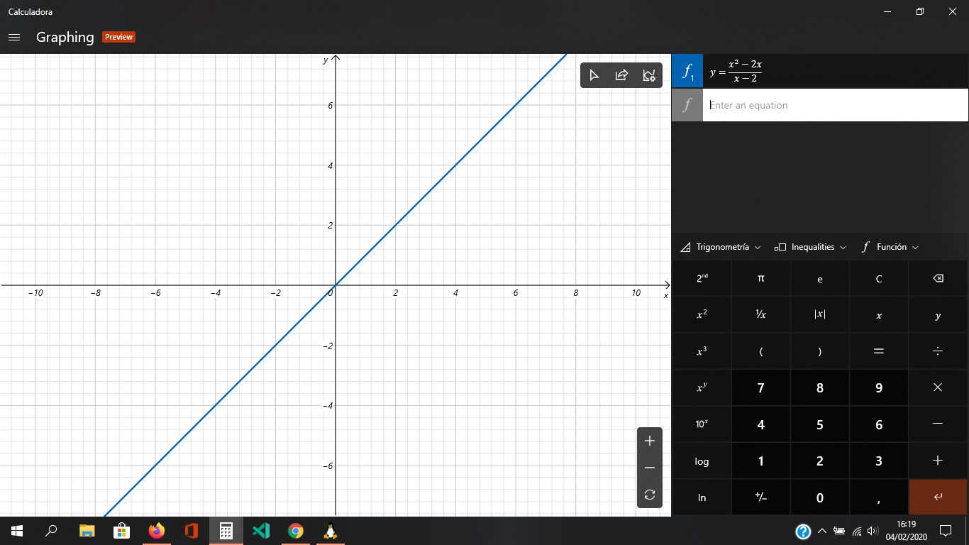 Graph shows a point that isn't part of a function · Issue #1020 · microsoft/calculator · GitHub