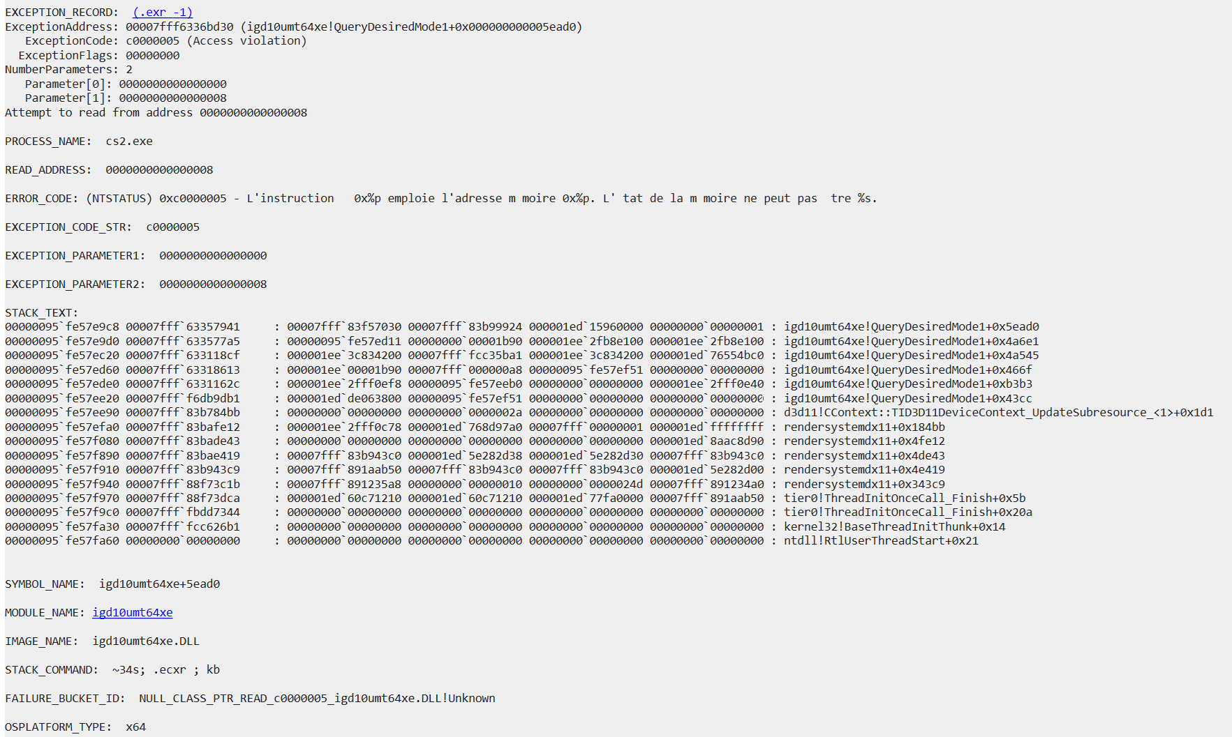 CS2 random crash at executable startup (no window displayed) · Issue #589 · IGCIT/Intel-GPU ...