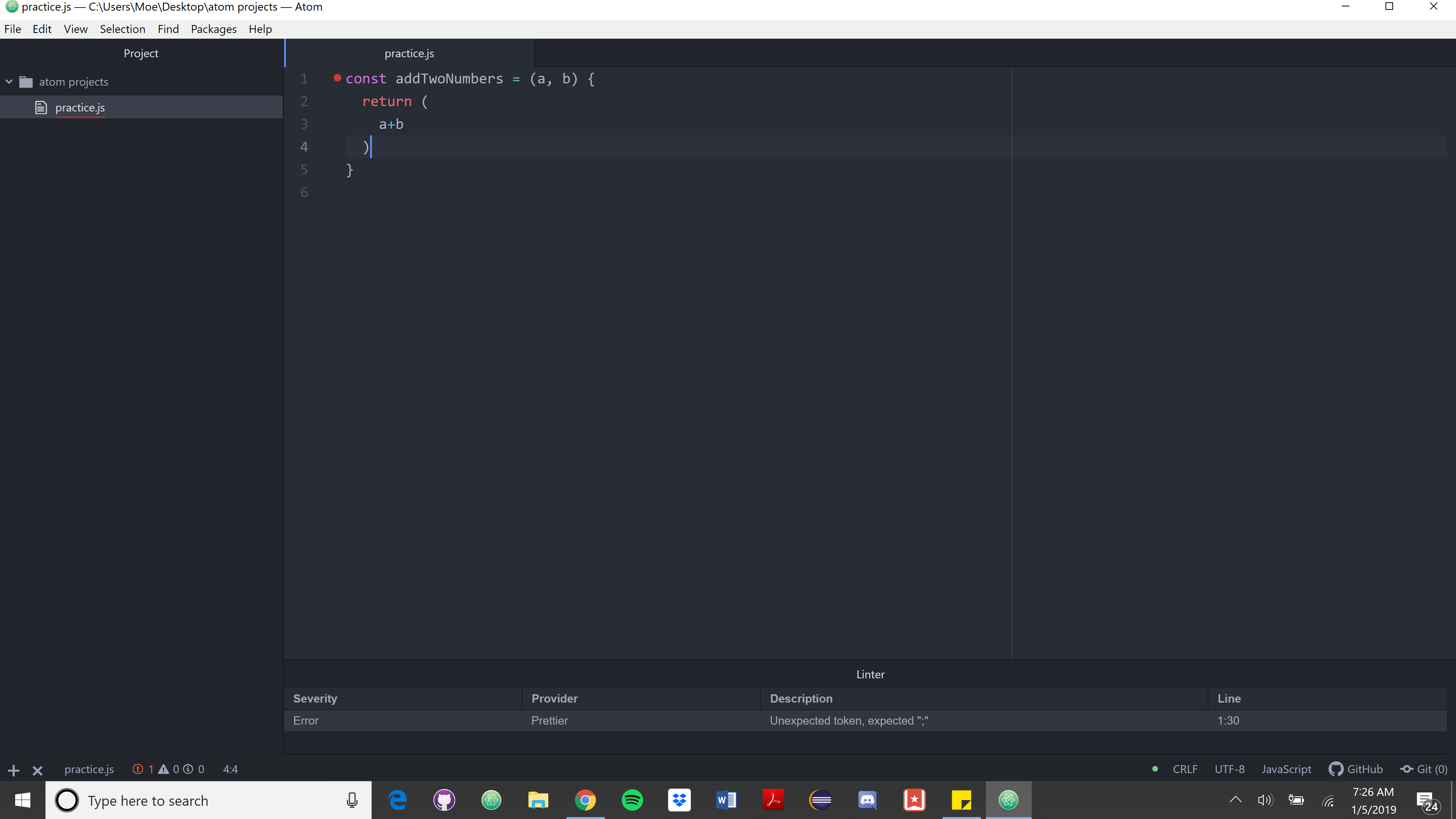 Error Message While Using Prettier · Issue 478 · Prettier Prettier Atom · Github