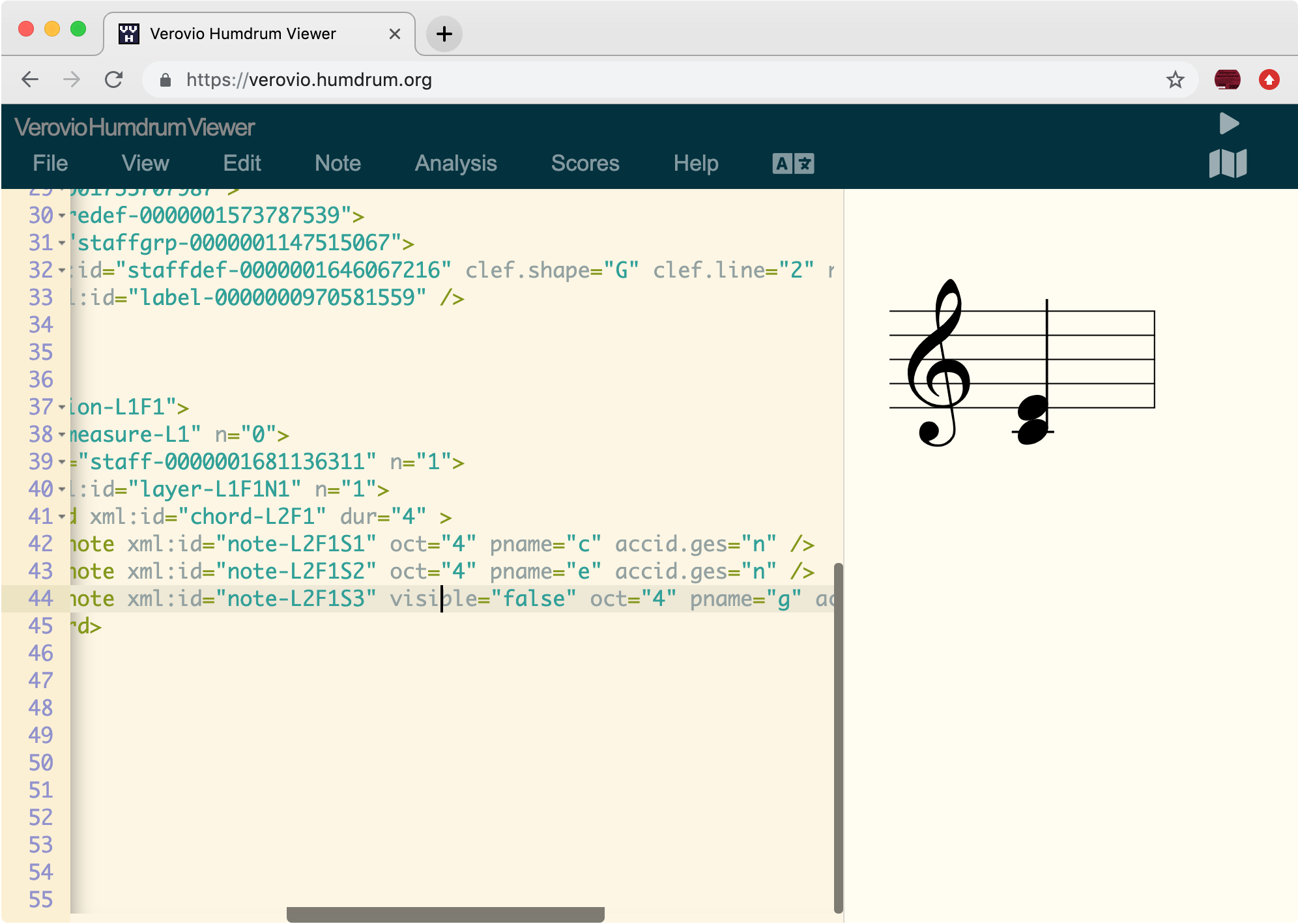 Invisible notes in chords · Issue #239 · humdrum-tools/verovio-humdrum ...