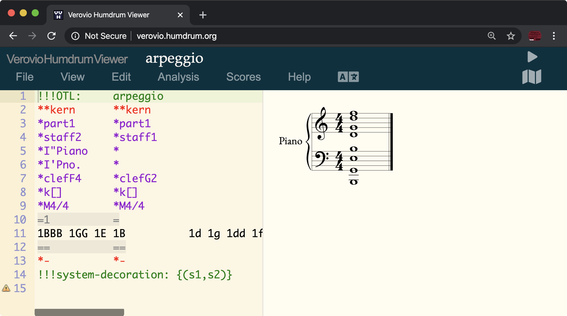 arpeggio lines in MusicXML-to-Humdrum conversion · Issue #261 · humdrum-tools/verovio-humdrum ...
