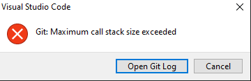 Git:Maximum call stack sizr exceeded · Issue #169499 · microsoft/vscode · GitHub