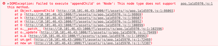 [bug report]] DOMException: Failed to execute 'appendChild' on 'Node': This node type does not ...