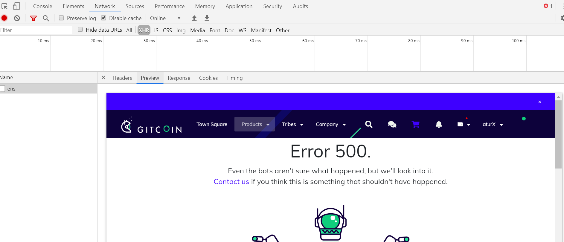 Can T Get Ens Subdomains 500 Code · Issue 6850 · Gitcoinco Web · Github
