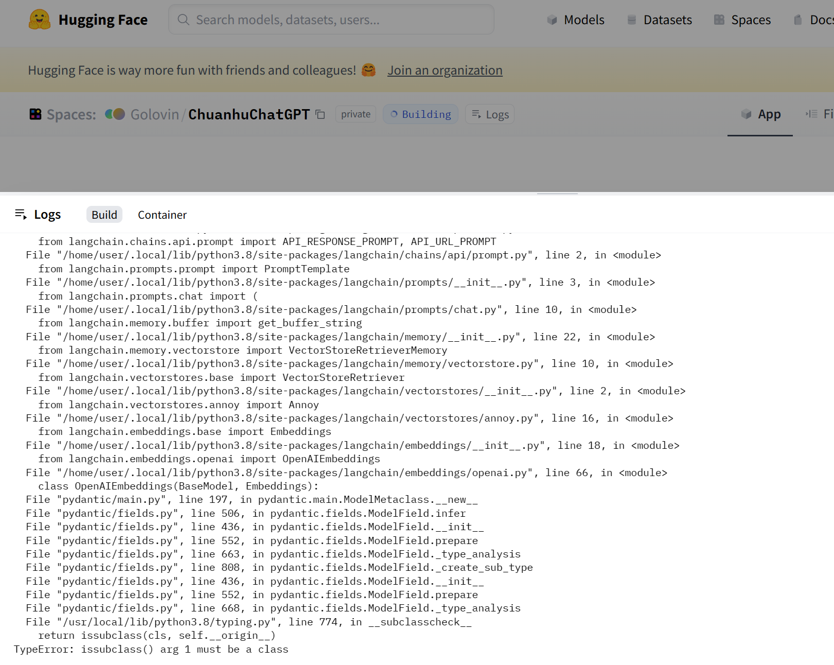 [Docker]: 最新版本docker部署开始报错. · Issue #772 · GaiZhenbiao/ChuanhuChatGPT · GitHub
