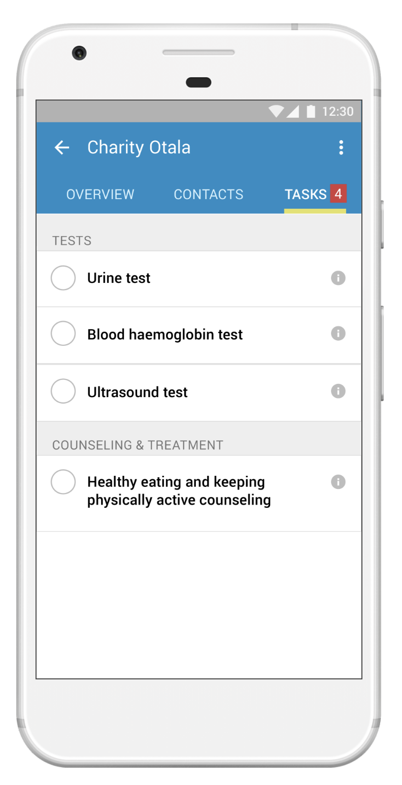 Implement Tasks tab in the woman's profile page · Issue #96 · opensrp/opensrp-client-anc · GitHub