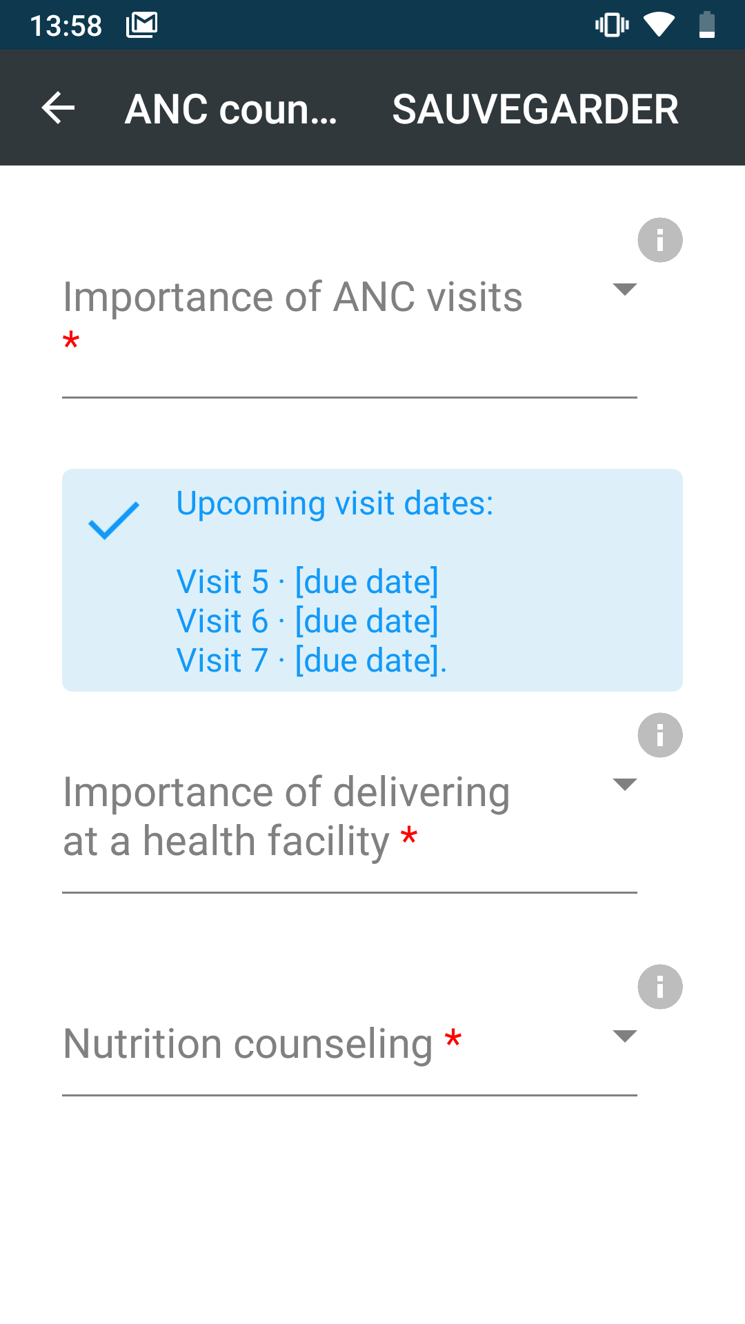 French ANC counseling form hasn't been added · Issue #116 · opensrp/opensrp-client-chw-anc · GitHub
