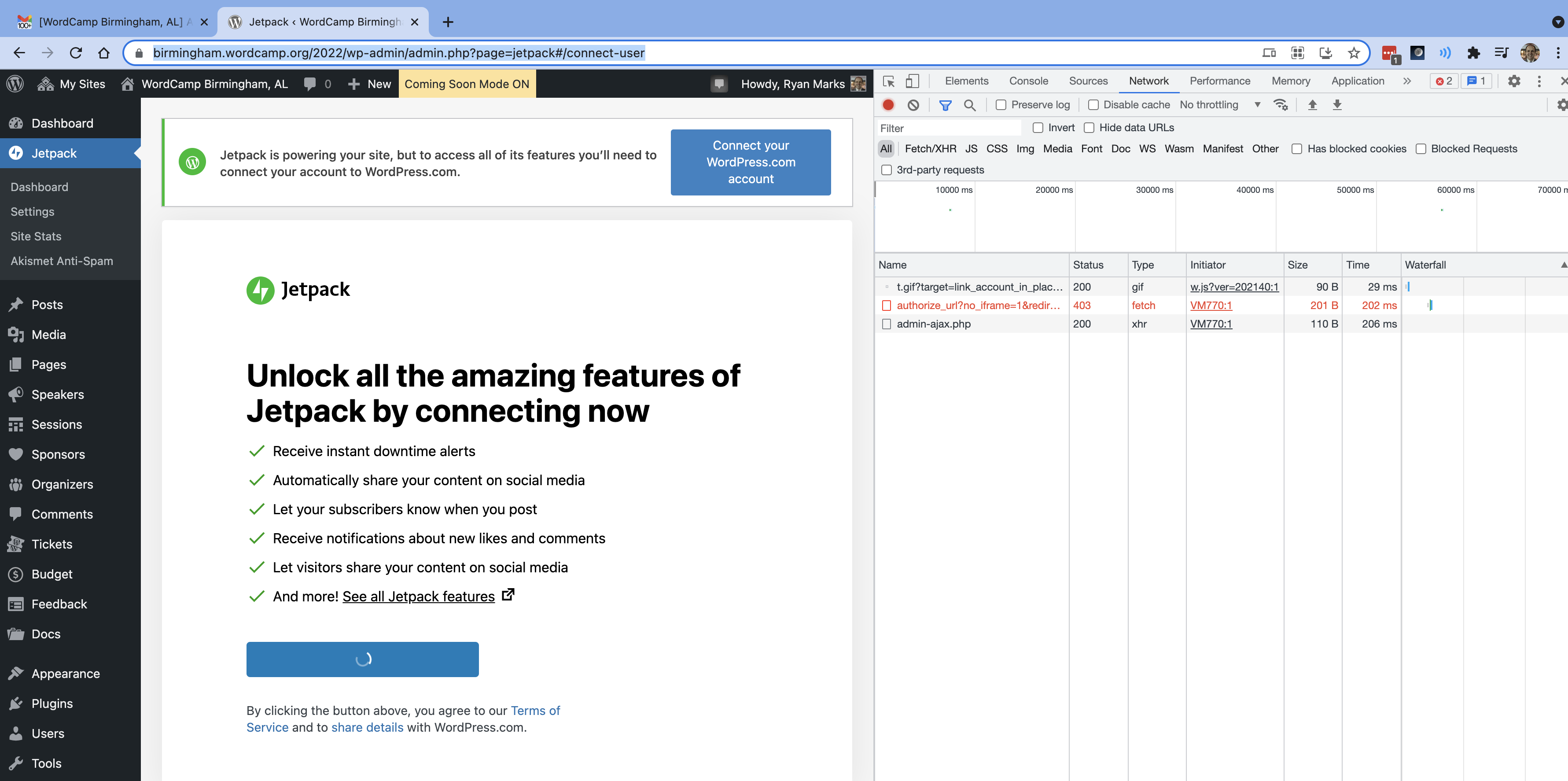 Jetpack problems on a new site · Issue #702 · WordPress/wordcamp.org ...