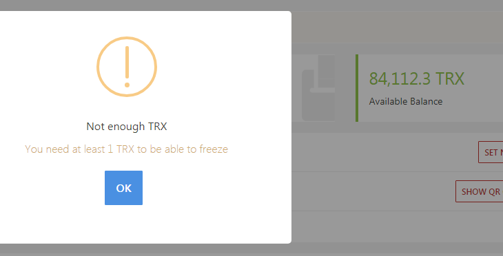 TRX transferrred but not able to freeze · Issue #748 · tronscan/tronscan-frontend · GitHub