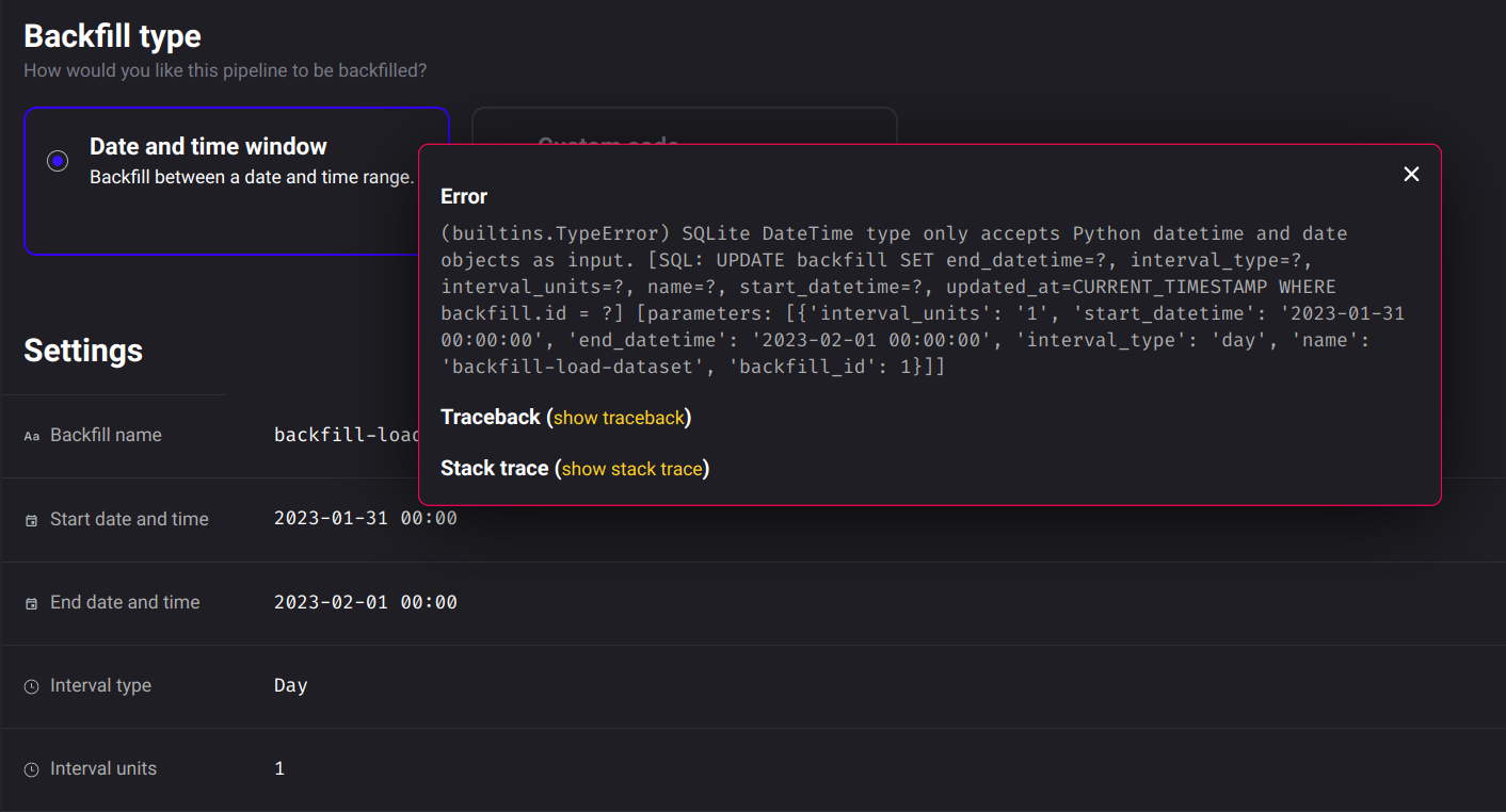 Datetime error when create backfill · Issue #1907 · mage-ai/mage-ai · GitHub