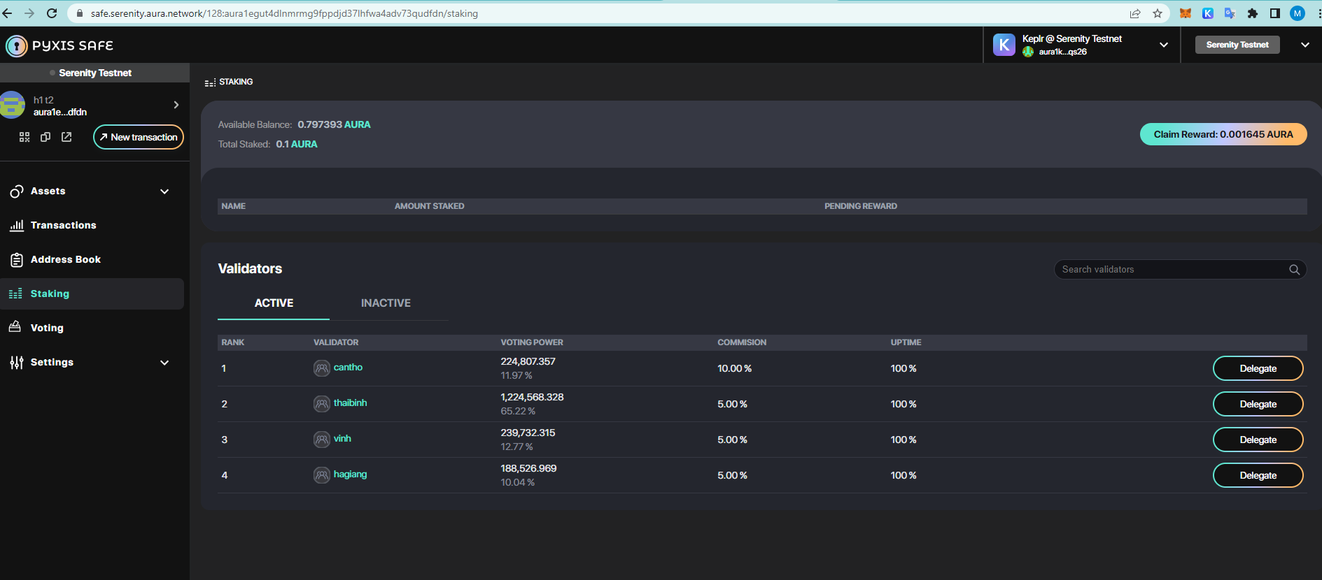 [Aura-Safe][Staking] Validators information display not correctly compared with Aurascan · Issue ...