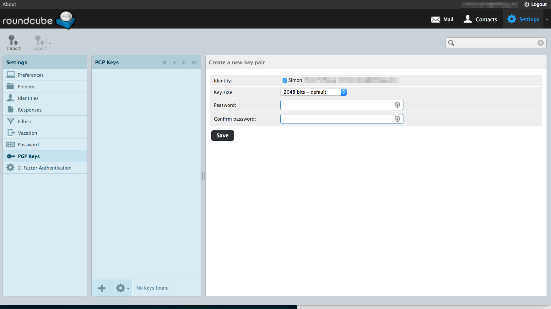 Enigma: Where can I import erxisting GPG key? · Issue #6618 · roundcube/roundcubemail · GitHub