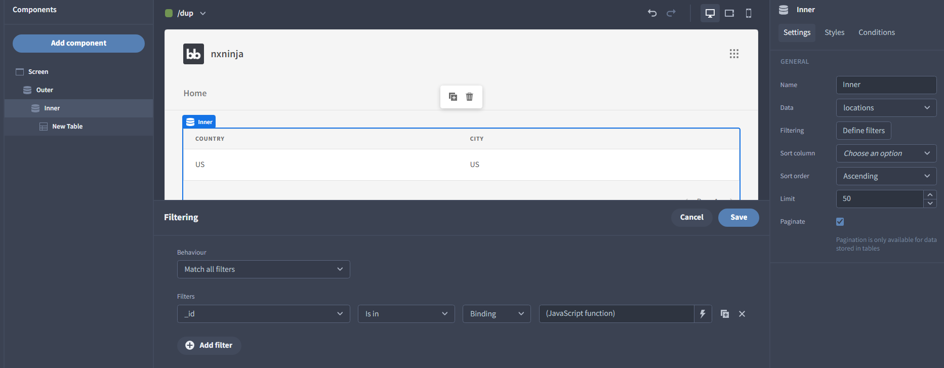Filtering: How to filter rows that have equal values in 2 columns · Budibase budibase ...