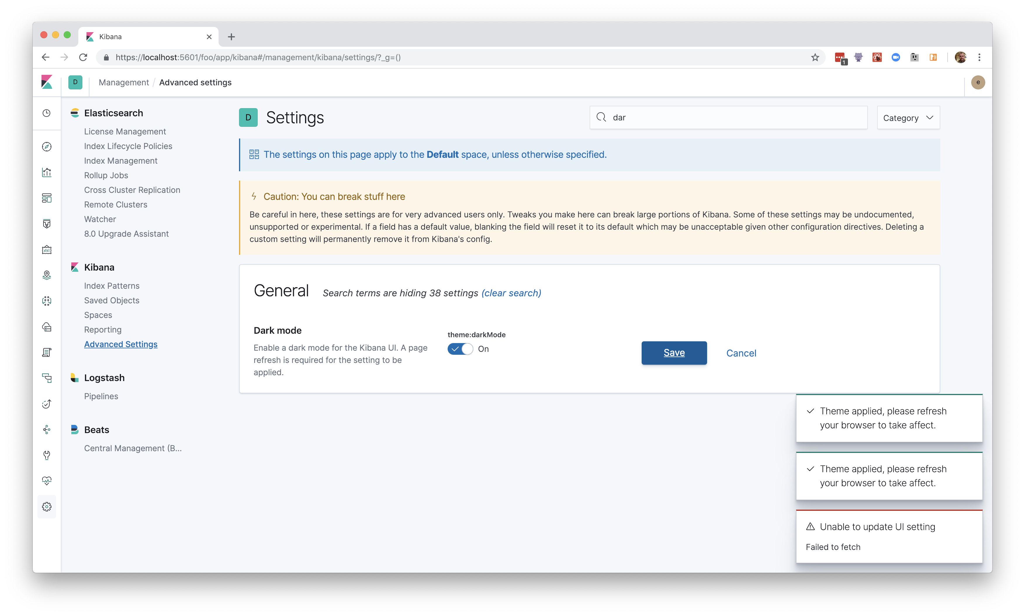 Failing to switch to dark mode shows conflicting toast messages · Issue ...
