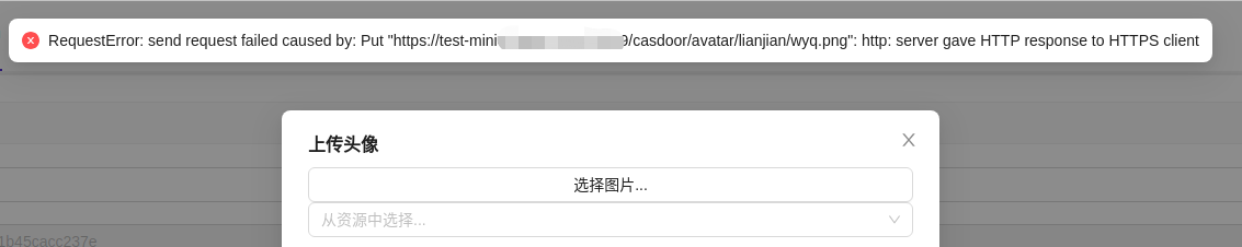 Error reported when user uploads avatar to minio (https) · Issue #2060 · casdoor/casdoor · GitHub