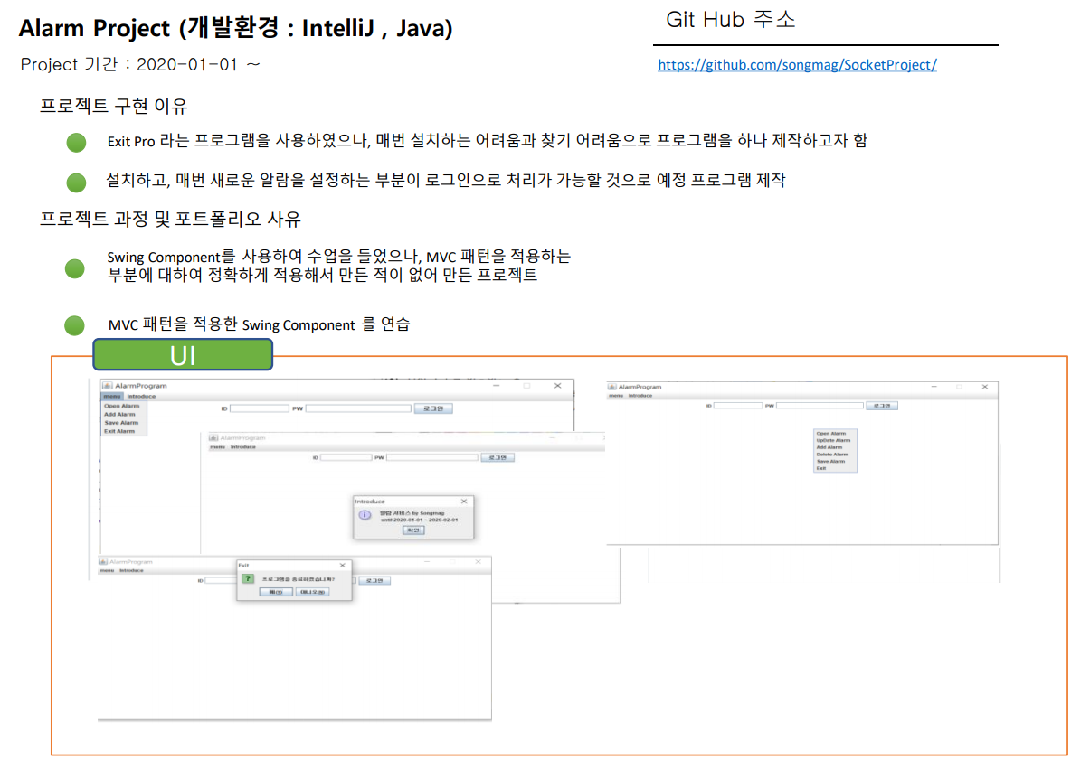 GitHub - songmag/SocketProject: Personal Alarm System