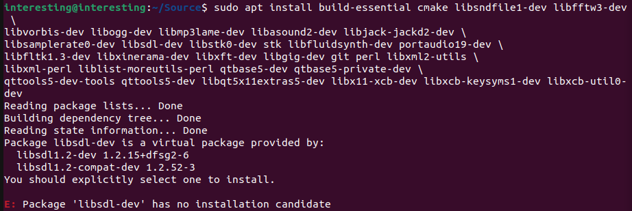 Issue installing on Ubuntu: "libsdl-dev" · Issue #6749 · LMMS/lmms · GitHub