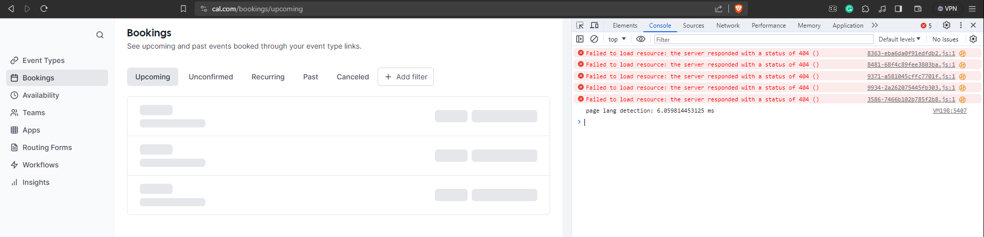 Bookings Page Keep Loading · Issue #12181 · calcom/cal.com · GitHub
