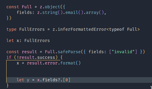 Optional or Nullable fields generate poor typings for `z.inferFormattedError` · Issue #1541 ...