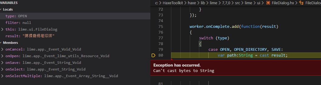 Filedialog Select Leads To Cast Exception · Issue 1404 · Openfl Lime · Github