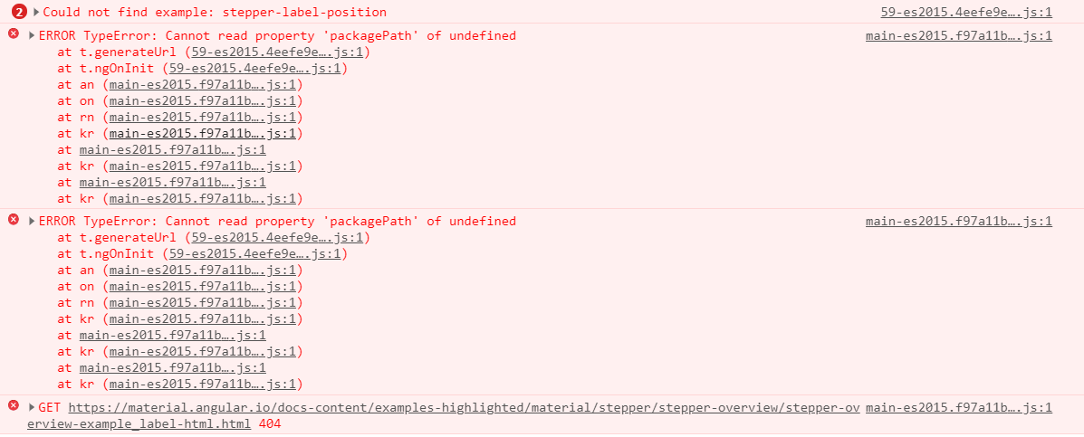 Docs Bugmatstepper Source Code Is Not Loaded For Some Examples