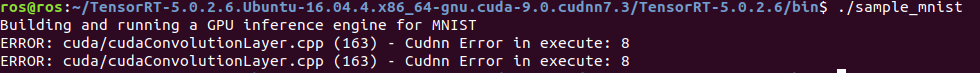 Samplemnist Problem Error Cudacudaconvolutionlayercpp 163 Cudnn Error In Execute 8