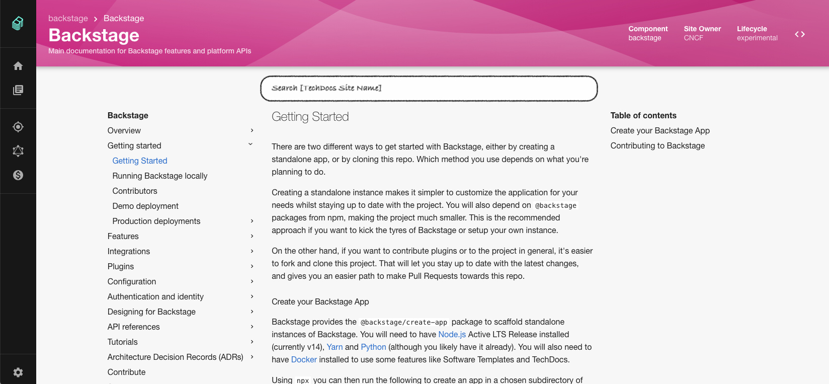[TechDocs] Add an in-context search bar to an individual TechDocs site · Issue #4781 · backstage ...