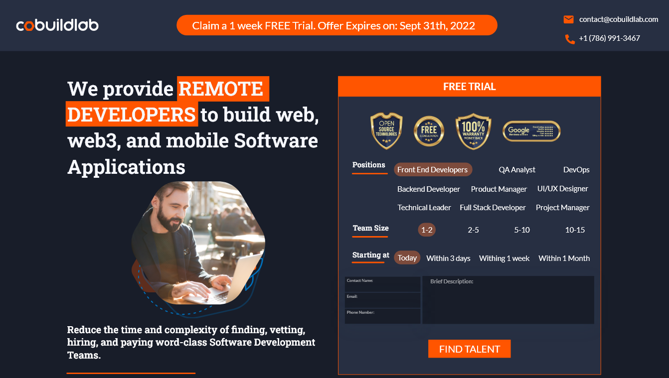Remote Devs | Form and hero · Issue #1319 · cobuildlab/cobuildlab-web · GitHub
