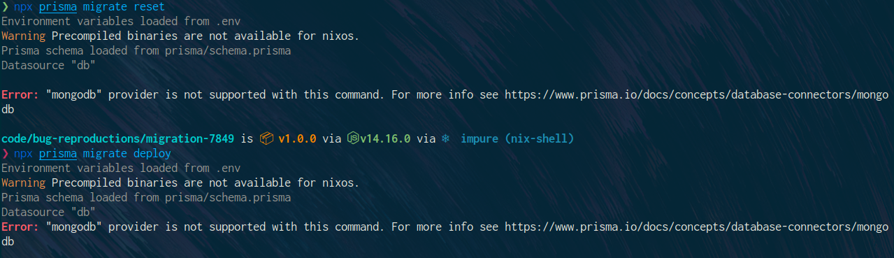 Inconsistent errors with different commands · Issue #8013 · prisma/prisma · GitHub