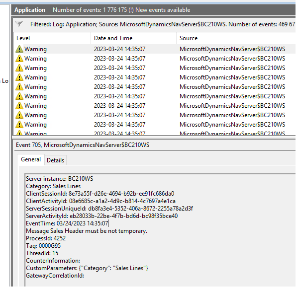 Event Request Table 36 Sales Header Handled Pattern Before Systemlogmessage · Issue 