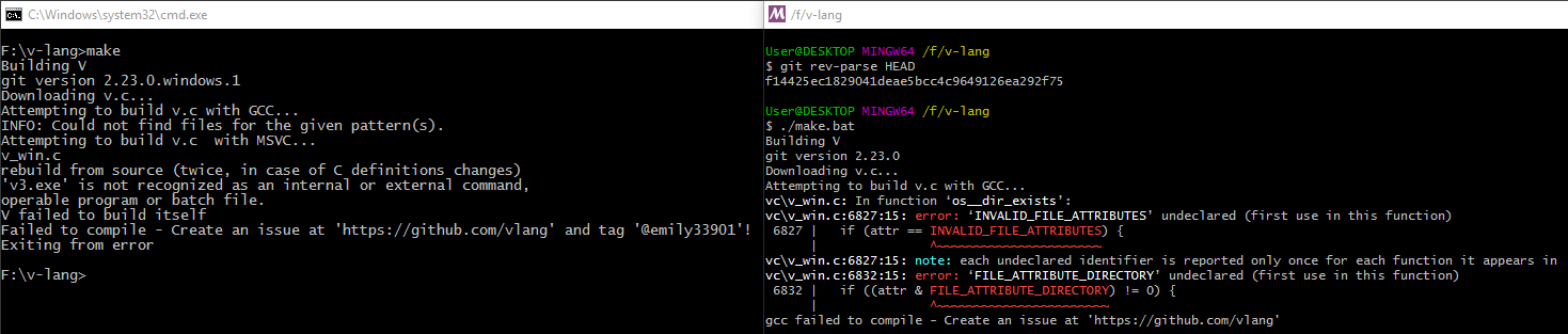 Can not build V on Windows (x64) · Issue #2516 · vlang/v · GitHub
