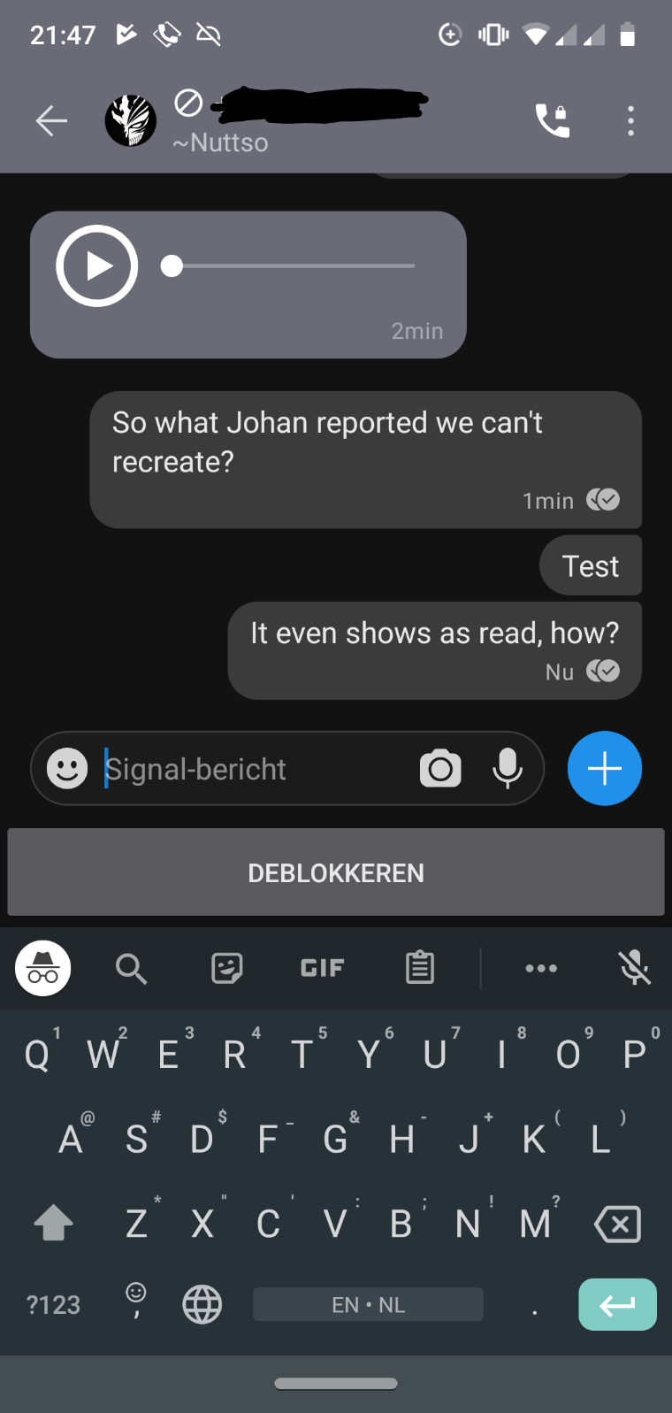 unexpected behavior when making attempt to contact a blocked contact ...