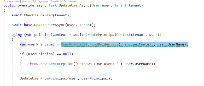 warning when override LDAP method · Issue #6267 · aspnetboilerplate/aspnetboilerplate · GitHub