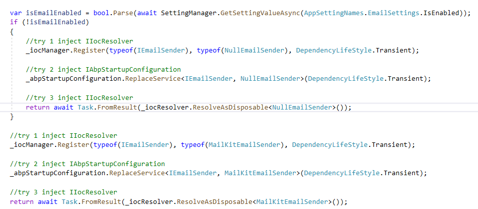 Email Configuration: add IsEnabled property · Issue #6241 · aspnetboilerplate/aspnetboilerplate ...