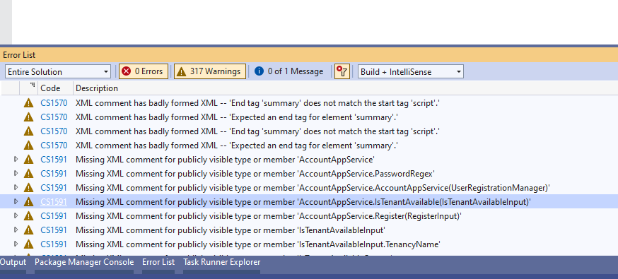 VS2022 show a lot of warnings when run solution · Issue #6449 · aspnetboilerplate ...
