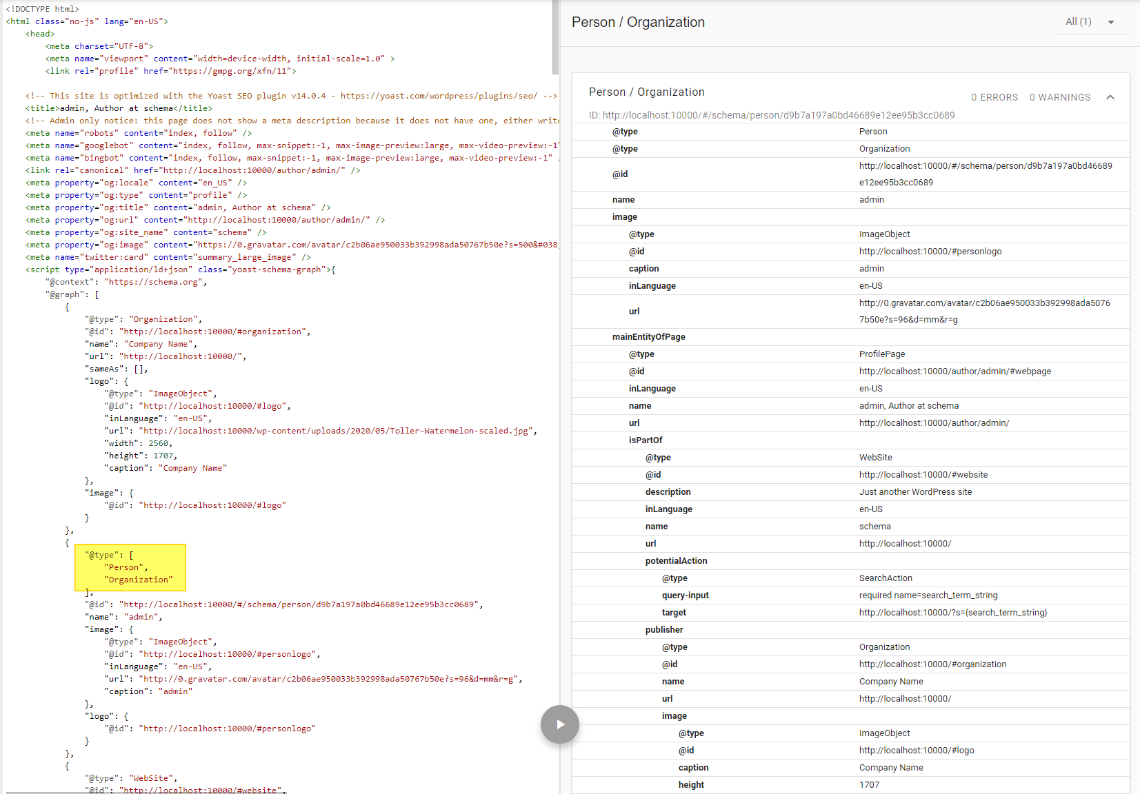 Mixed Schema Output When Both Company And Person Information Is Stored In Database · Issue