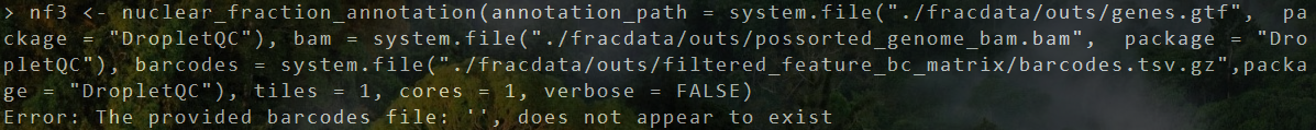 Error with "barcodes file does not appear to exist" when run DropletQC · Issue #1 ...