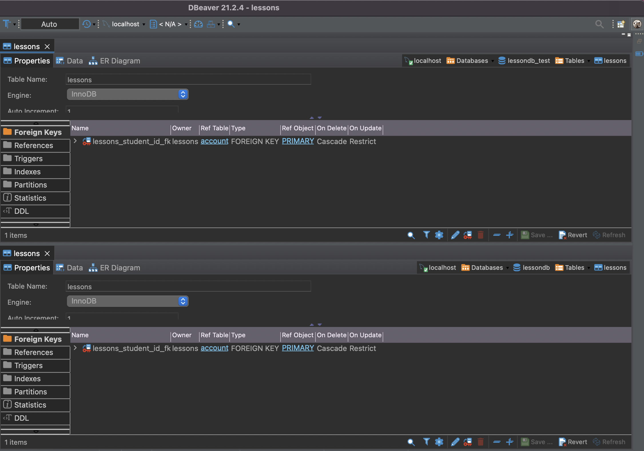 MySQL: if two tables in different databases have the same foreign key ...