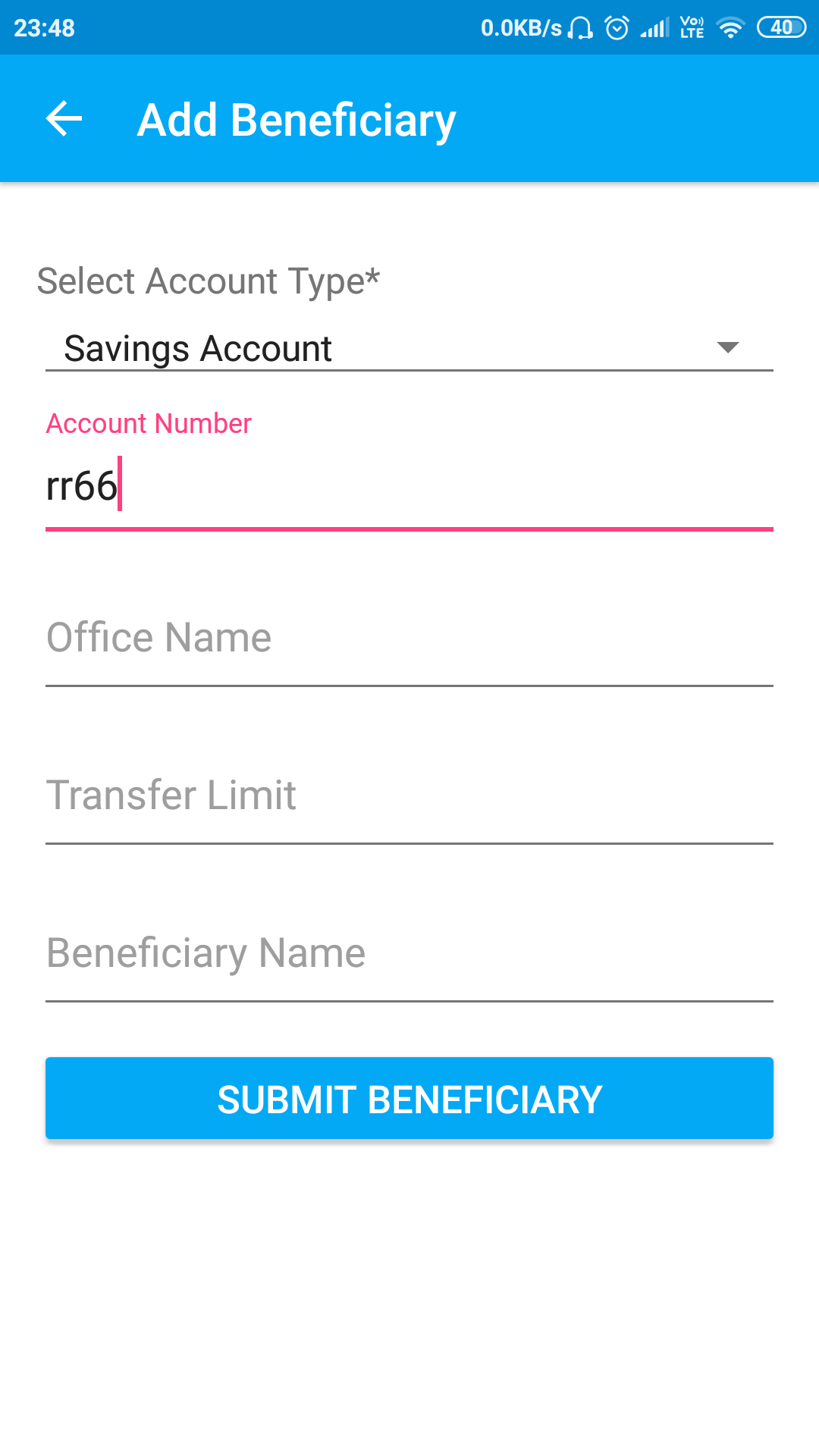 Account Number accepts letters while adding Beneficiary · Issue #1129 · openMF/mifos-mobile · GitHub