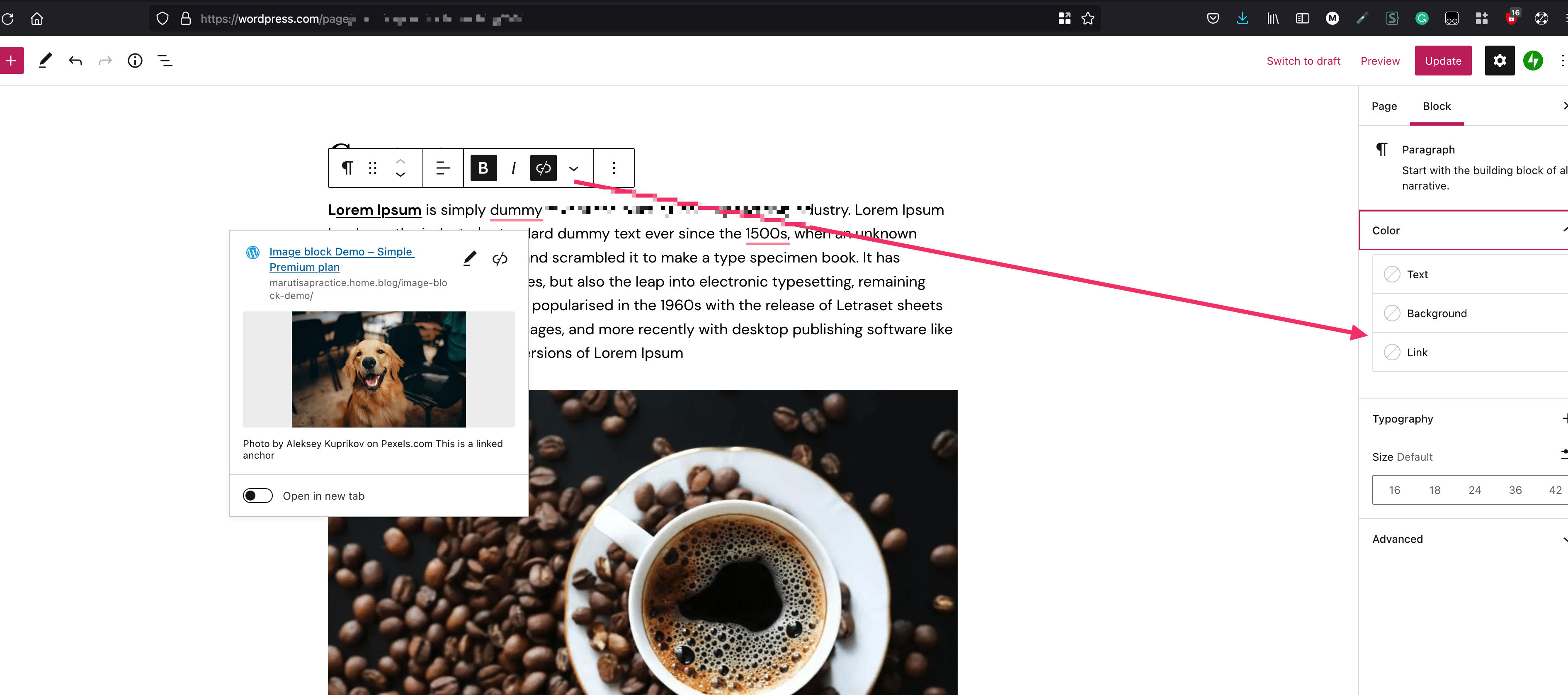 Twenty Twenty-One: Missing link color option in paragraph block · Issue #5530 · Automattic ...