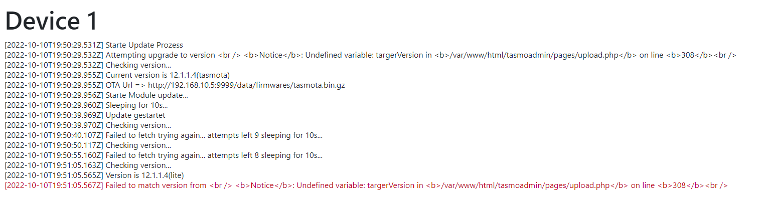 Error msgs while update · Issue #683 · TasmoAdmin/TasmoAdmin · GitHub
